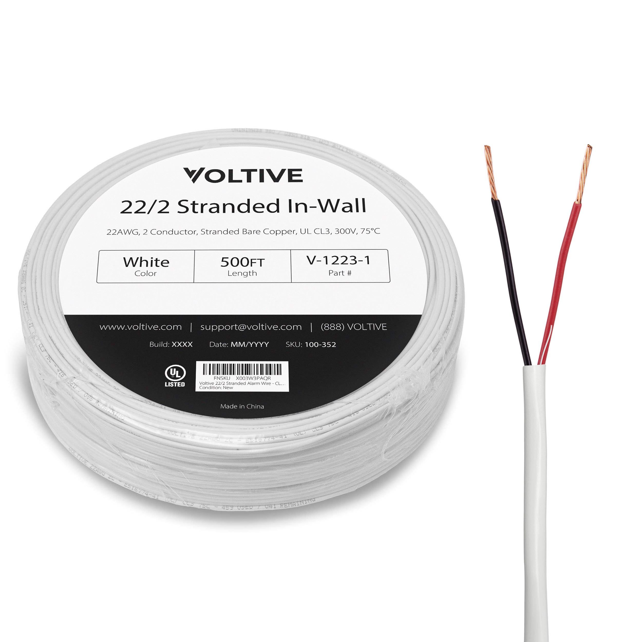 22/2 Stranded Alarm Wire - In Wall | Voltive